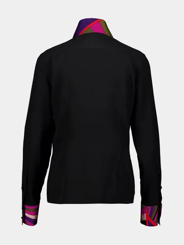 Emilio Pucci Silk Shirt With Printed Collar And Cuffs