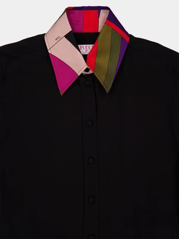 Emilio Pucci Silk Shirt With Printed Collar And Cuffs
