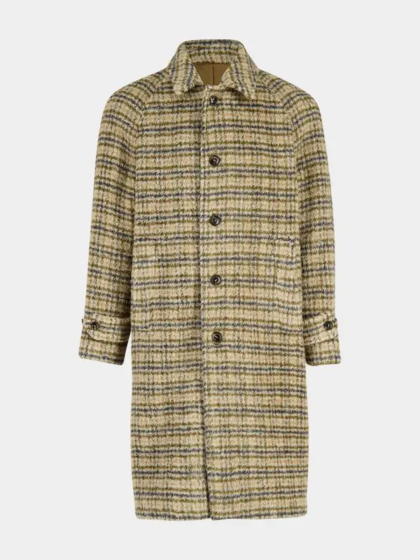 PIACENZA CASHMERE 1733 Beige Checked Wool-silk Coat - Multicolour