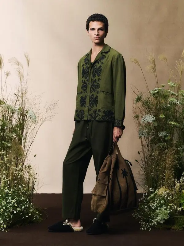 BAZISZT Khaki Fougère Cotton Shirt - Green