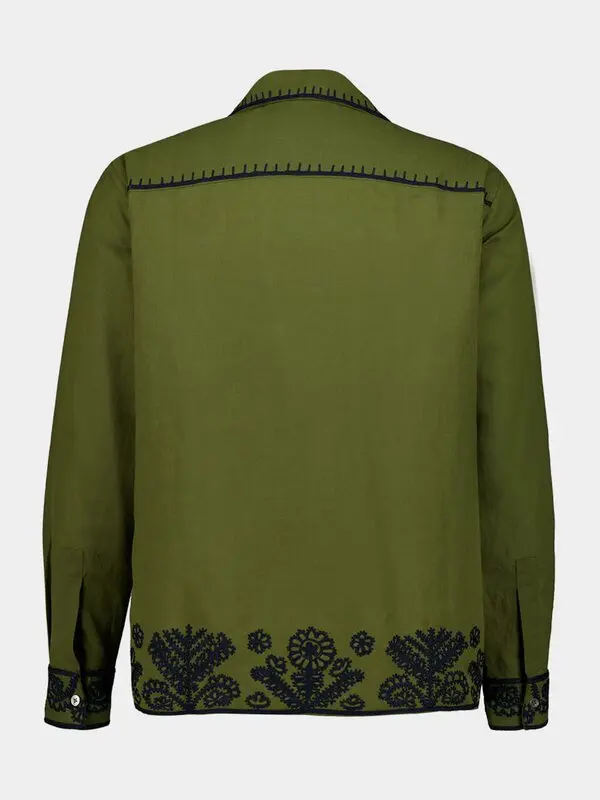 BAZISZT Khaki Fougère Cotton Shirt