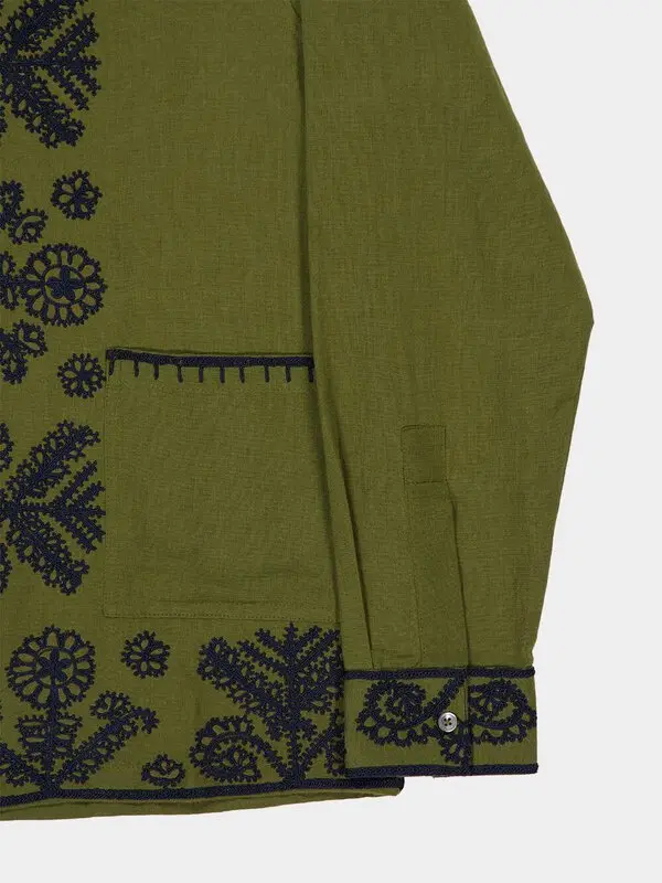 BAZISZT Khaki Fougère Cotton Shirt