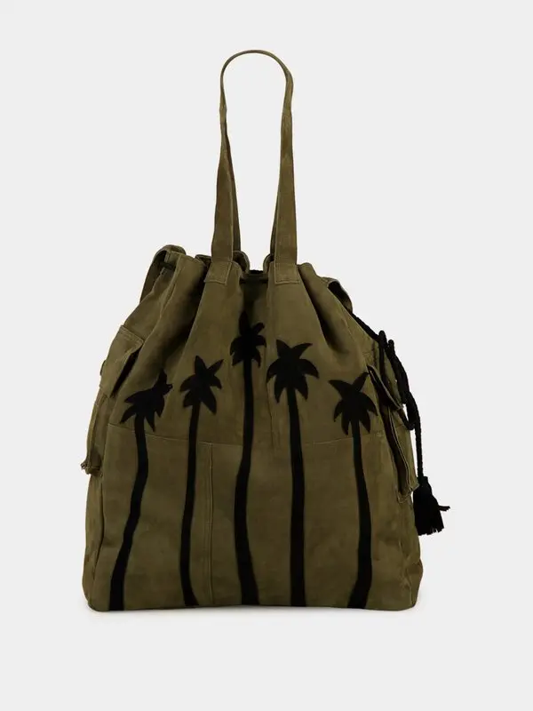BAZISZT Suede Palmor Tote Bag - Green