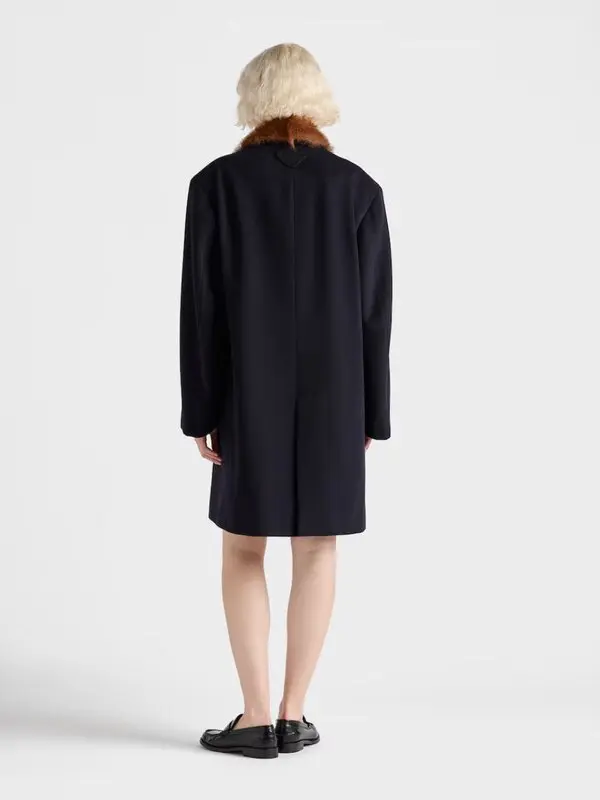 Prada Wool & Cashmere Single-breasted Coat With Shearling Collar