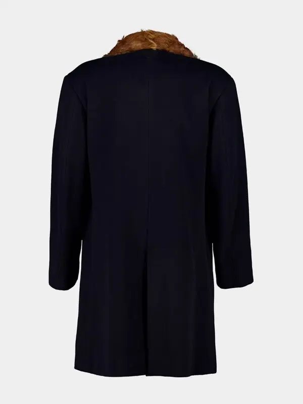 Prada Wool & Cashmere Single-breasted Coat With Shearling Collar