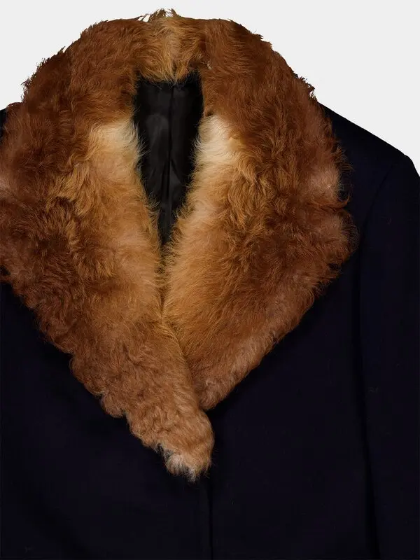 Prada Wool & Cashmere Single-breasted Coat With Shearling Collar