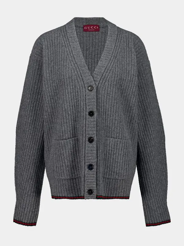 Gucci Dusty Felted Wool Cardigan - Grey