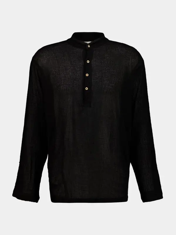 Spiritum Tulum Cotton Gauze Shirt With Buttons - Black