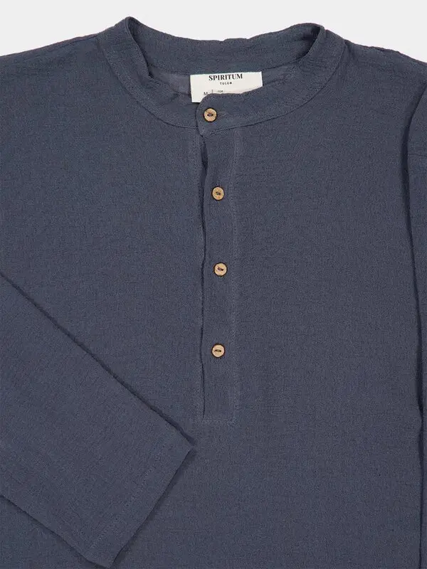 Spiritum Tulum Indigo Cotton Gauze Shirt With Buttons