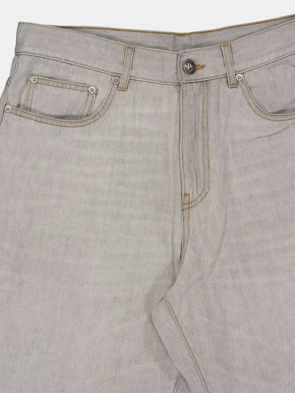 Palm Angels Light Loose Fit Jeans With Curved Logo