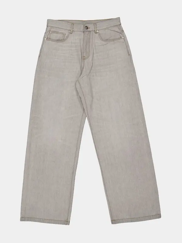 Palm Angels Light Loose Fit Jeans With Curved Logo