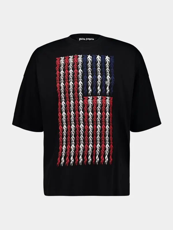 Palm Angels Black Flames Flag T-shirt