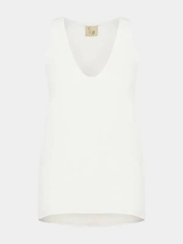 PAULA Serena Silk Tank Top - White
