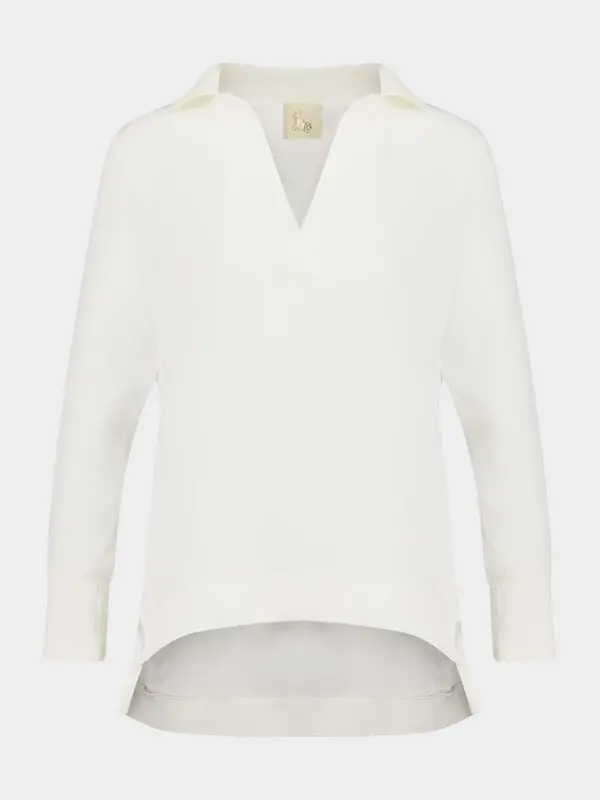 PAULA Diane V-neck Long-sleeve Top - White