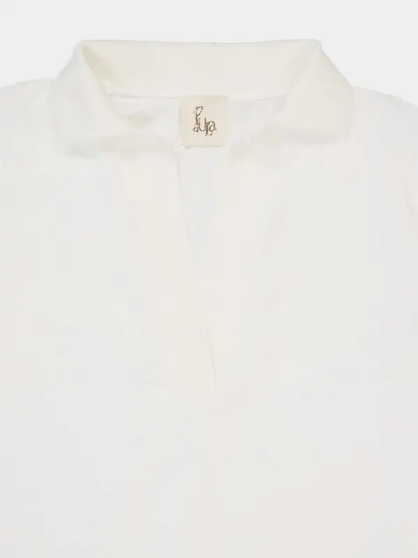 PAULA Diane V-neck Long-sleeve Top - White