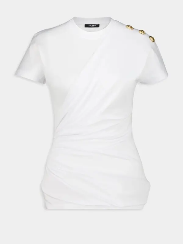 Balmain Draped Jersey T-shirt - White