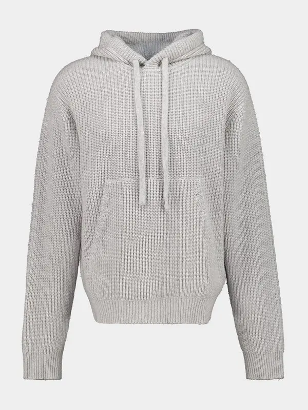 Palm Angels Melange Hooded Wool Knit Sweatshirt - Grey