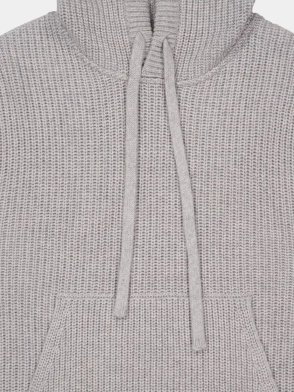 Palm Angels Melange Hooded Wool Knit Sweatshirt - Grey