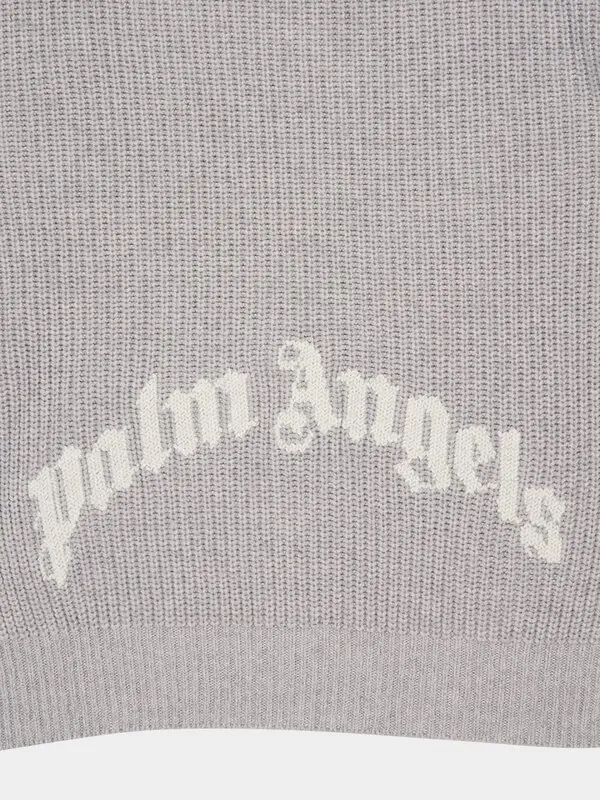 Palm Angels Melange Hooded Wool Knit Sweatshirt - Grey