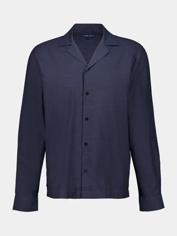 Frescobol Carioca Navy Herringbone Flannel Shirt