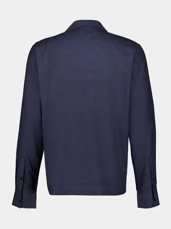 Frescobol Carioca Navy Herringbone Flannel Shirt