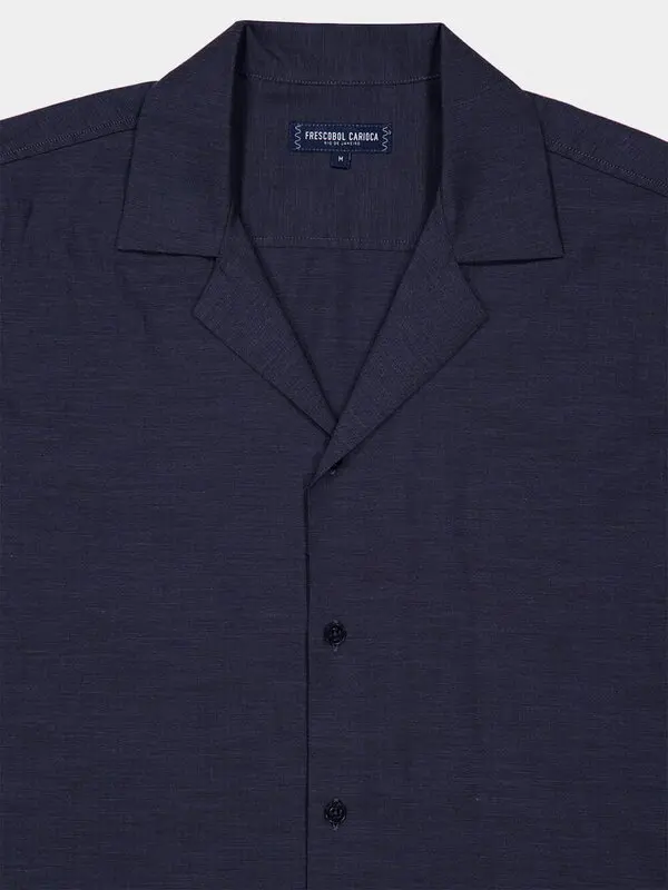 Frescobol Carioca Navy Herringbone Flannel Shirt