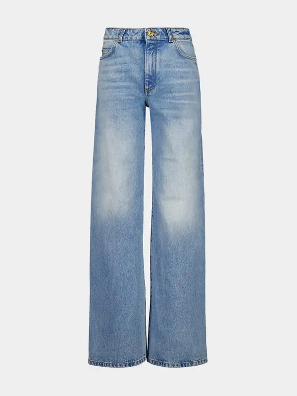 Balmain Straight-leg Faded Denim Jeans - Blue