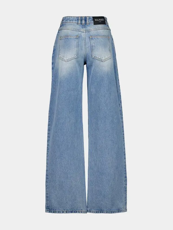 Balmain Straight-leg Faded Denim Jeans
