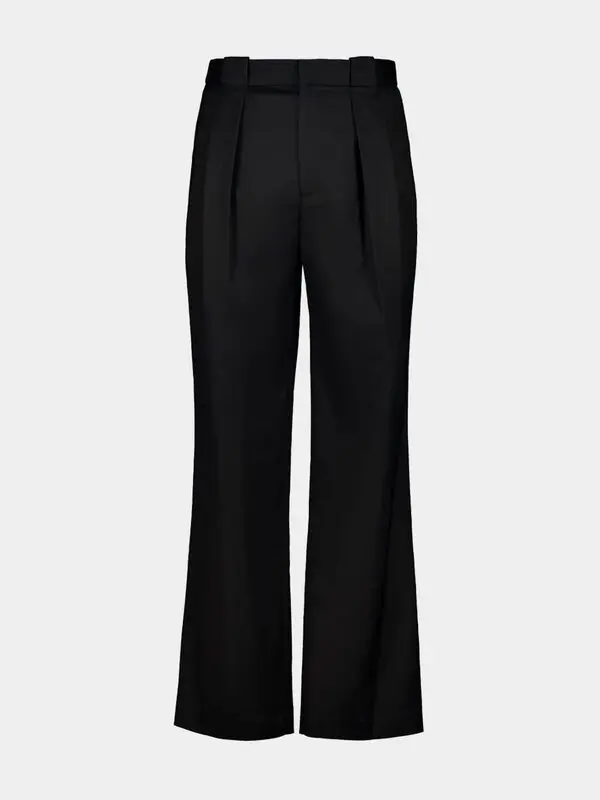 Casablanca Wide-leg Virgin Wool Trousers - Black