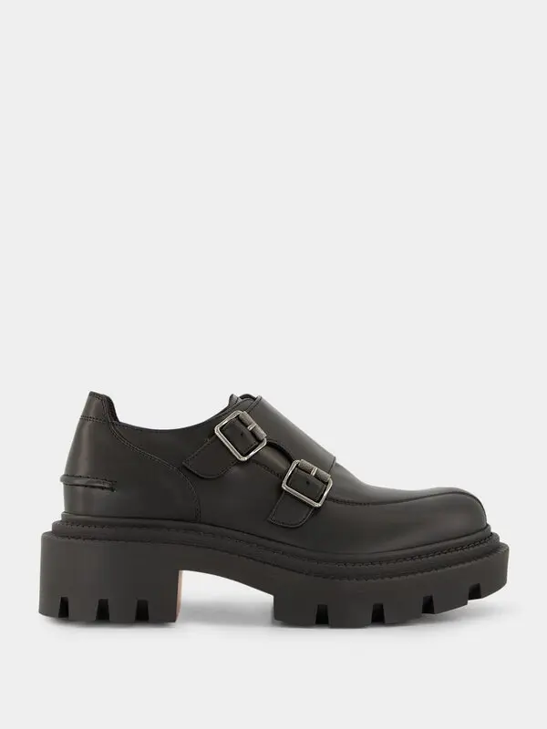 CHRISTIAN LOUBOUTIN Antonina College Double-buckle Leather Loafers - Black