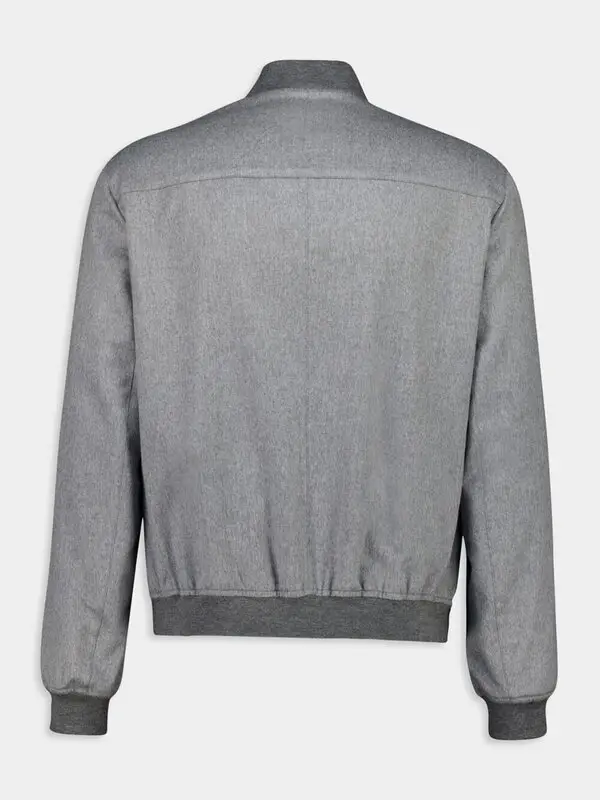 Brunello Cucinelli Cashmere Flannel Bomber Jacket - Grey