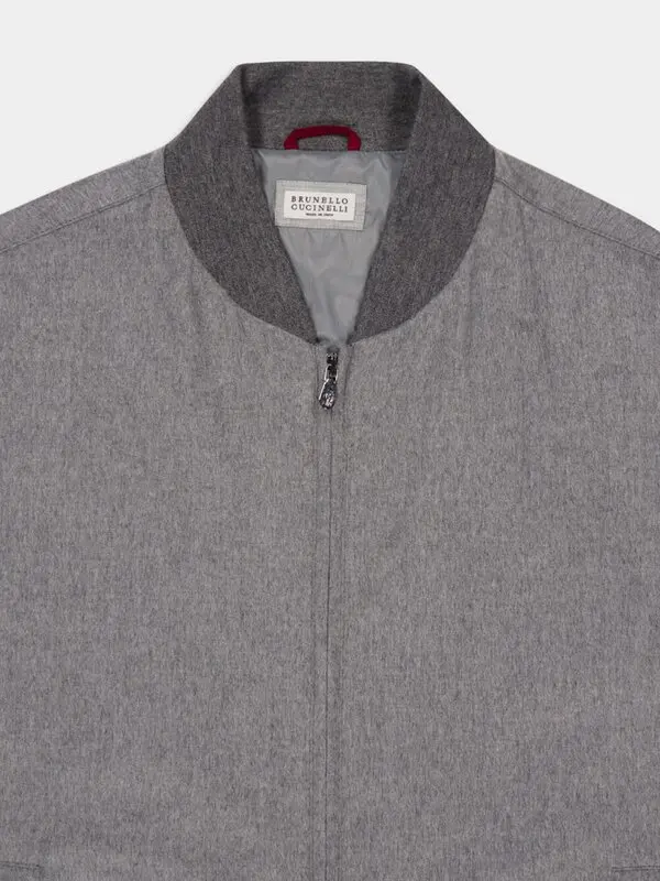Brunello Cucinelli Cashmere Flannel Bomber Jacket - Grey