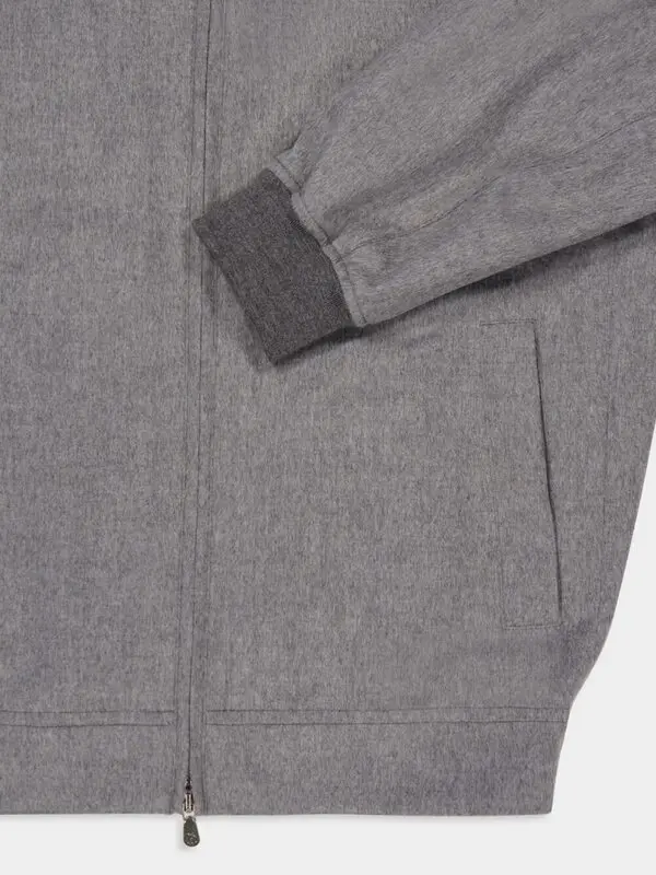 Brunello Cucinelli Cashmere Flannel Bomber Jacket - Grey