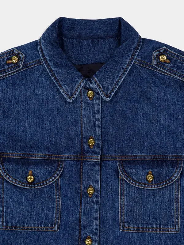 BLAZÉ MILANO Nariida Sapphire Sahariana Denim Jacket - Blue