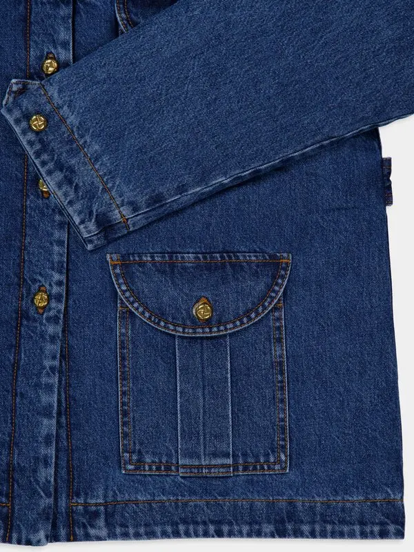 BLAZÉ MILANO Nariida Sapphire Sahariana Denim Jacket - Blue