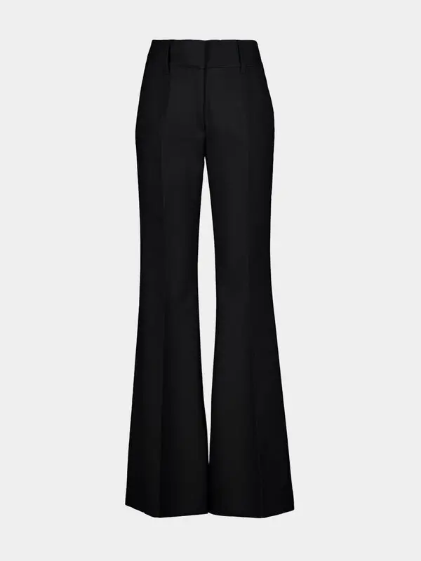 Gabriela Hearst Navy Wool-cashmere Flared Trousers