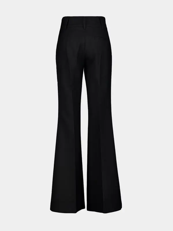 Gabriela Hearst Navy Wool-cashmere Flared Trousers
