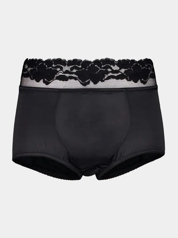 Dolce & Gabbana Satin And Lace High-waisted Briefs - Black