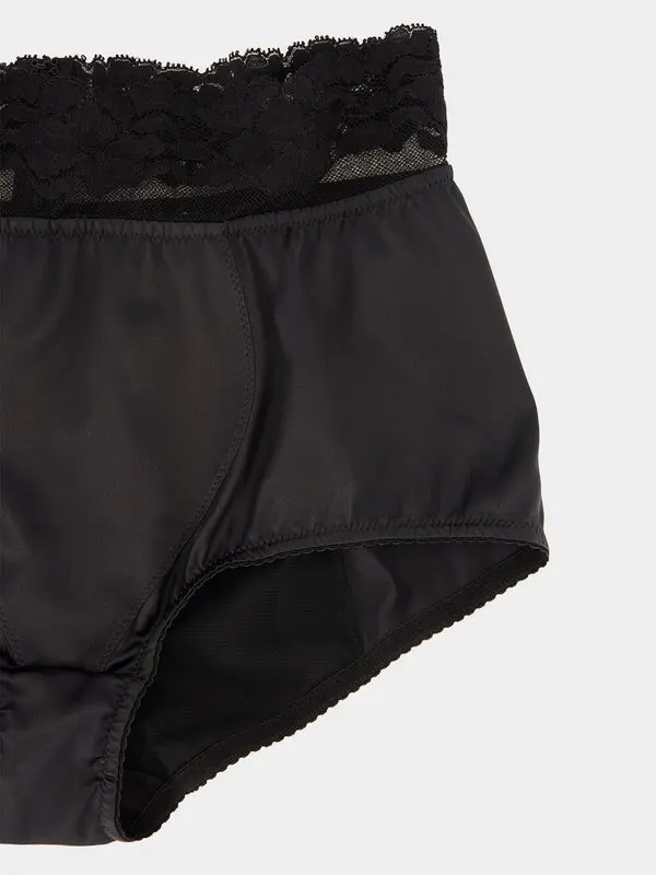 Dolce & Gabbana Satin And Lace High-waisted Briefs