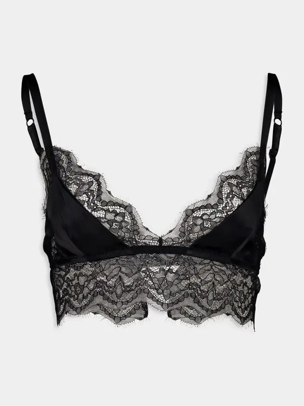 Dolce & Gabbana Satin Lace Soft-cup Bralette - Black