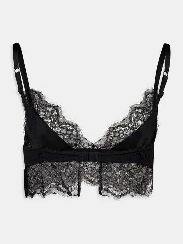 Dolce & Gabbana Satin Lace Soft-cup Bralette - Black