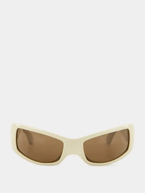 Balenciaga Raven Cat Rectangular Sunglasses - Cream