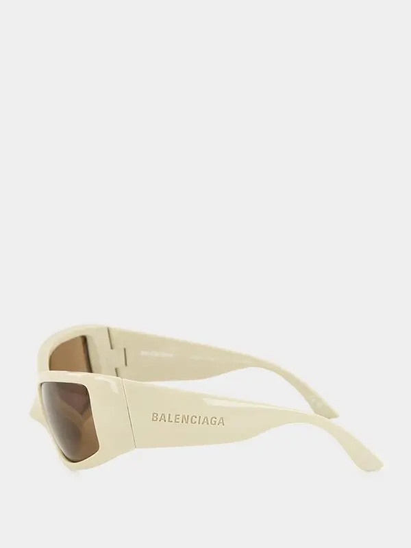 Balenciaga Raven Cat Rectangular Sunglasses - Cream