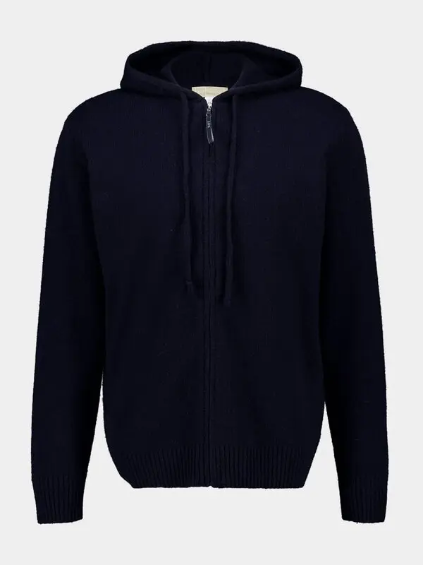 120% Lino Zip-up Wool-cashmere Blend Sweatshirt - Blue