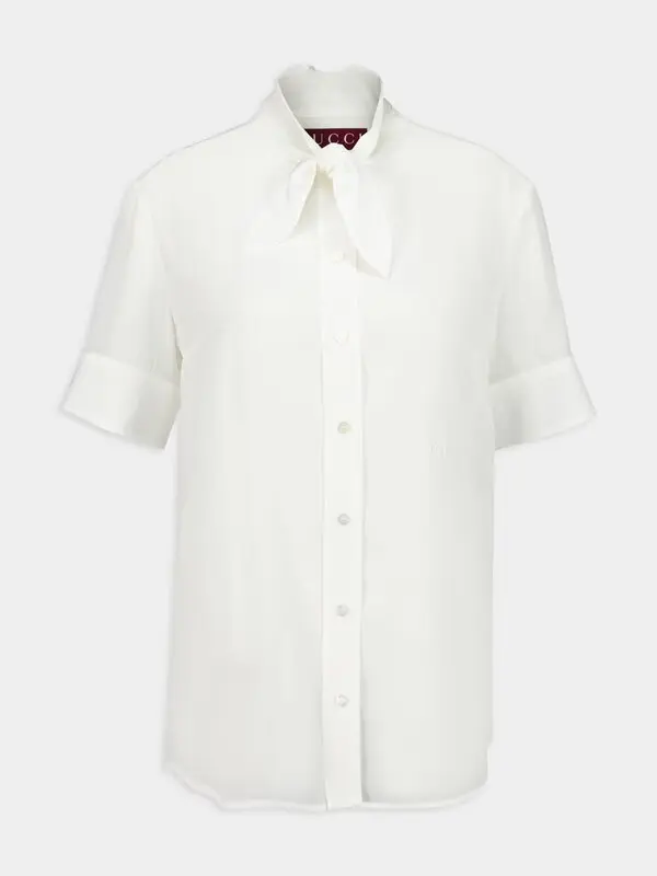 Gucci Silk Crêpe De Chine Short-sleeve Shirt - White