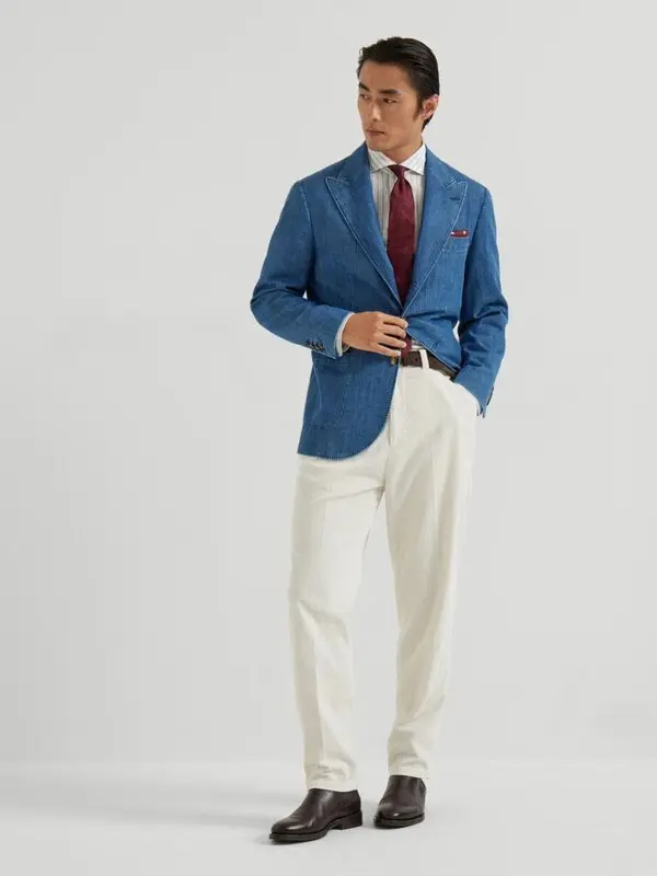 Brunello Cucinelli Medium Denim Deconstructed Blazer - Blue
