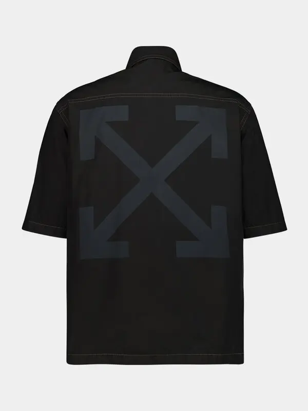 Off-White Black Short-sleeve Arrow Zip Cotton Shirt