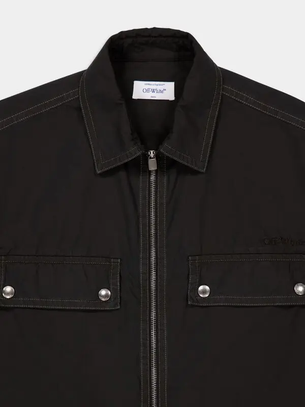 Off-White Black Short-sleeve Arrow Zip Cotton Shirt