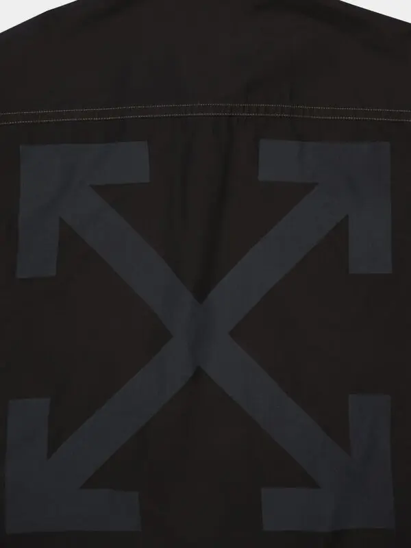 Off-White Black Short-sleeve Arrow Zip Cotton Shirt