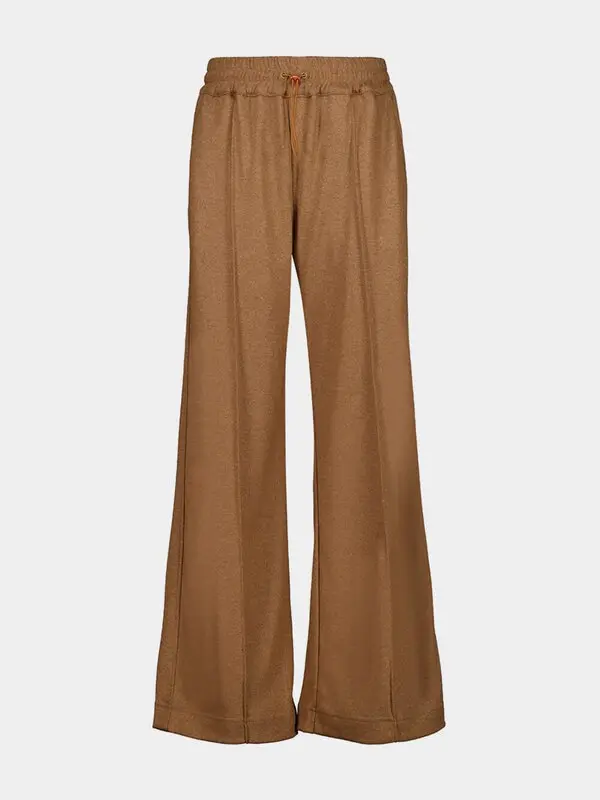 120% Lino Wool And Cashmere Wide-leg Trousers - Brown